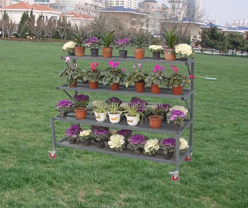 Tri-Step Display Bench With Purlin, Garden Plant Display Racks ...