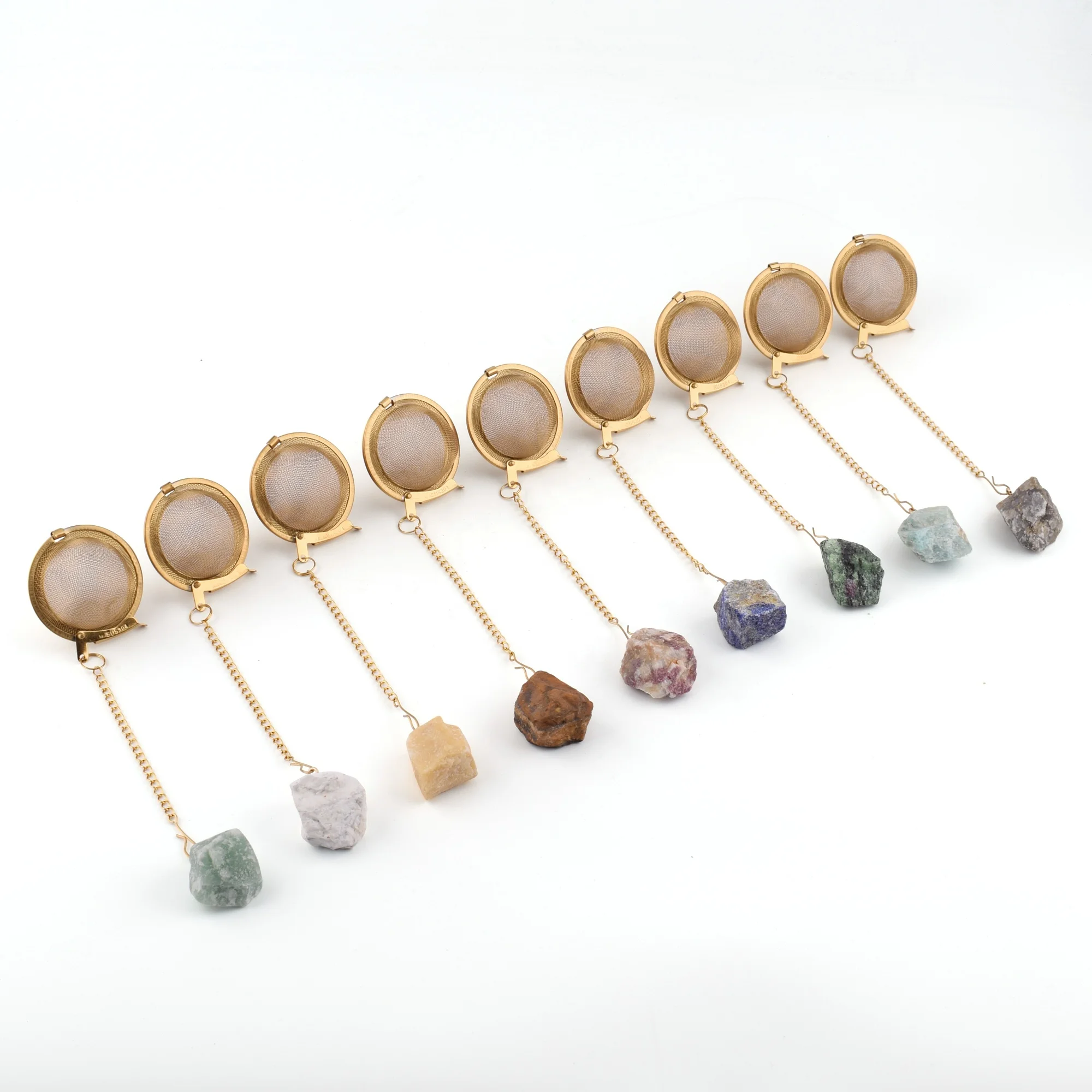 Gold Color Tea Strainer Wire Mesh Infuser Loose Leaf Tea Ball With Raw ...