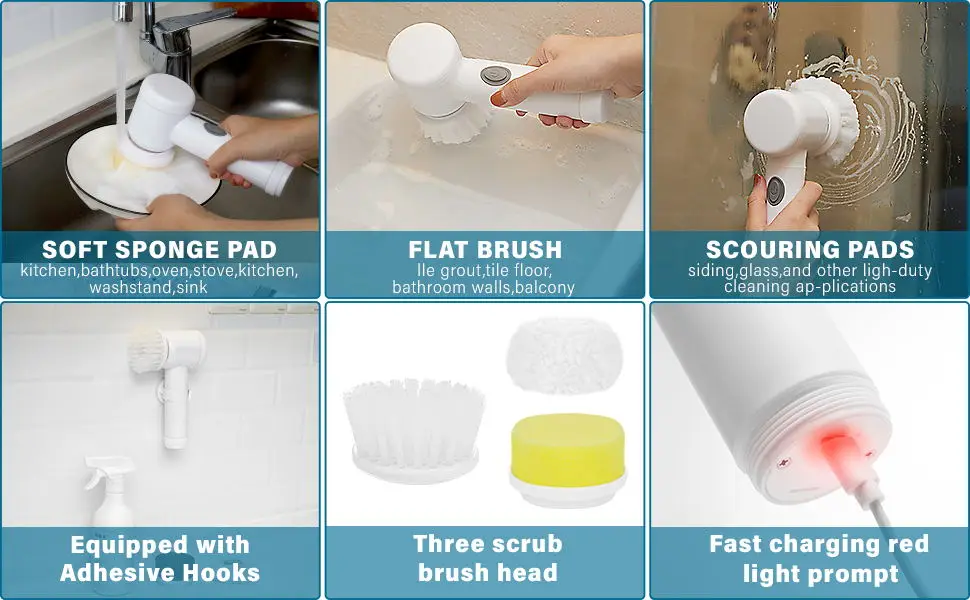 Cordless Electric Spin Scrubber - Efficient Kitchen Cleaning