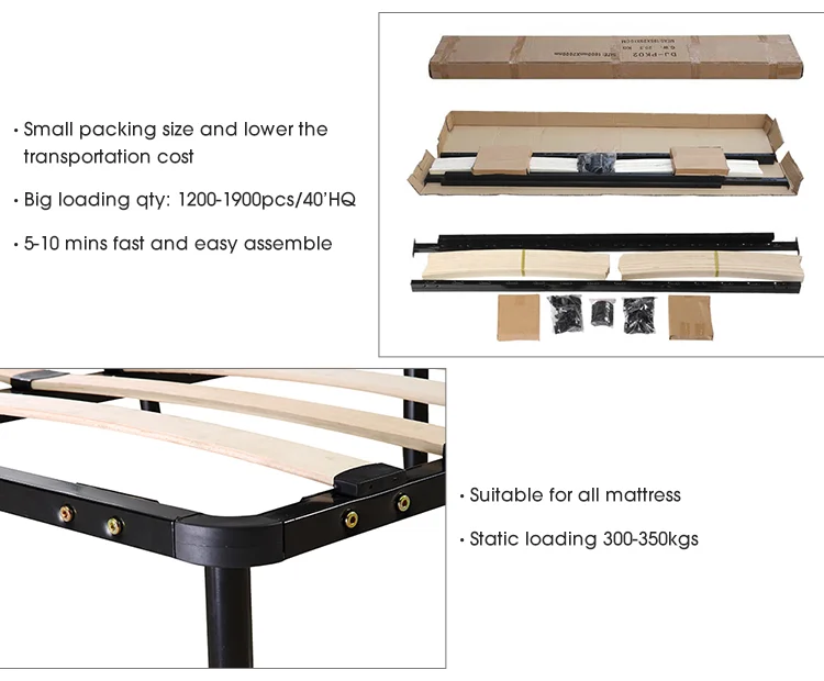Modern Western Style Easy Assembling Euro Double King Size Metal Bed ...