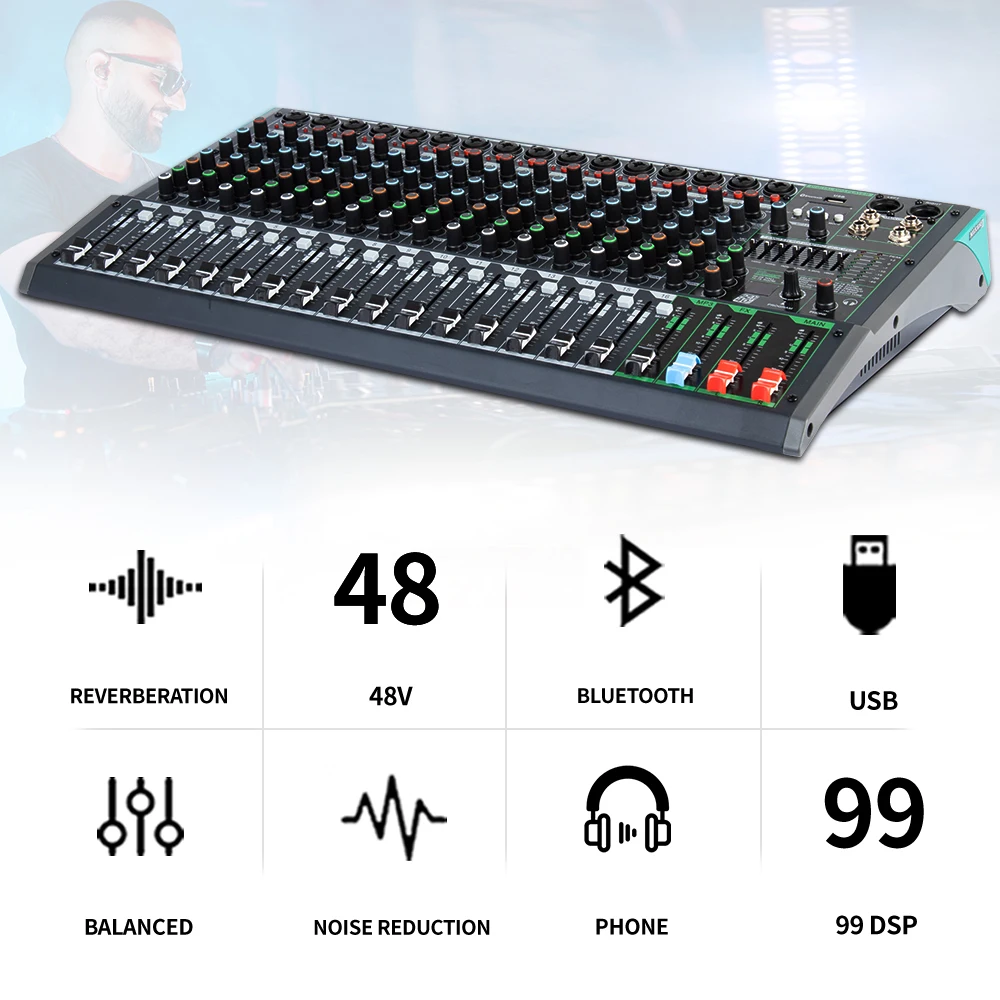 16 Channel Digital Audio Mixer - Professional Audio Console