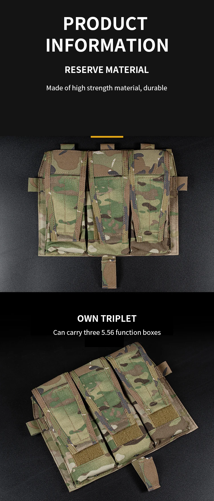 Tactical Triple Magazine Pouch Avs Detachable Front Flap Hook Loop ...