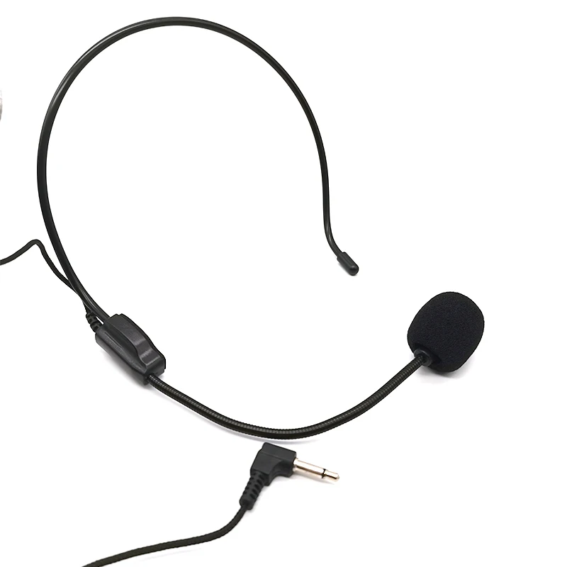 3.5mm Head-mounted Microphone Headworn Headset Wired Portable Mic UHF ...