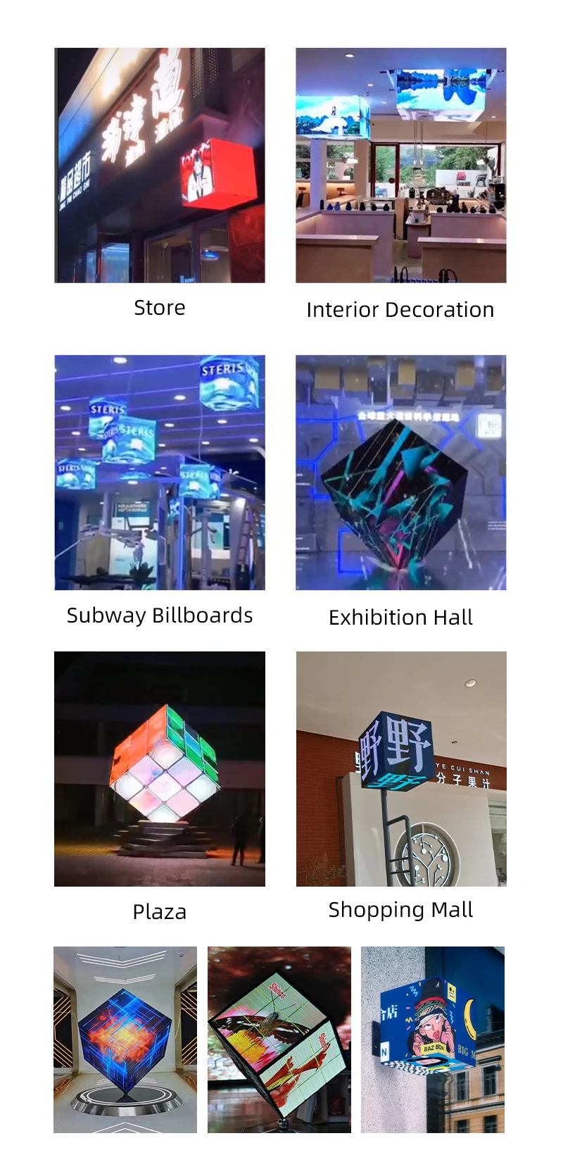 HD P2.5 P3 P3.91 P4mm Waterproof Multi Face Cube LED Display