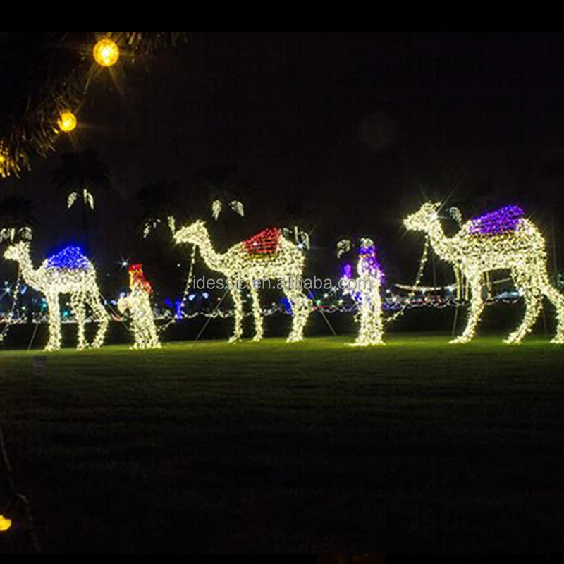 Outdoor 3d Large Lighted Illuminated Camel Animal Sculpture Displays ...