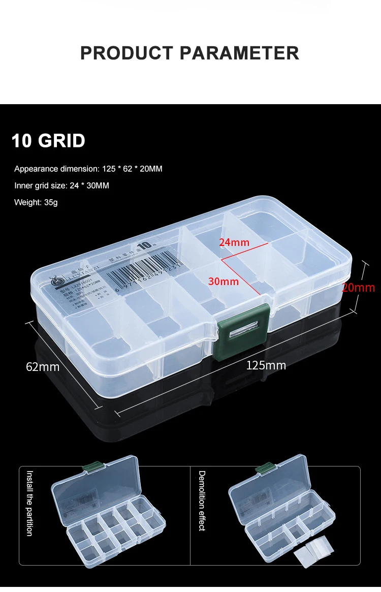 18 Grid Compartments Transparent Plastic Storage Box