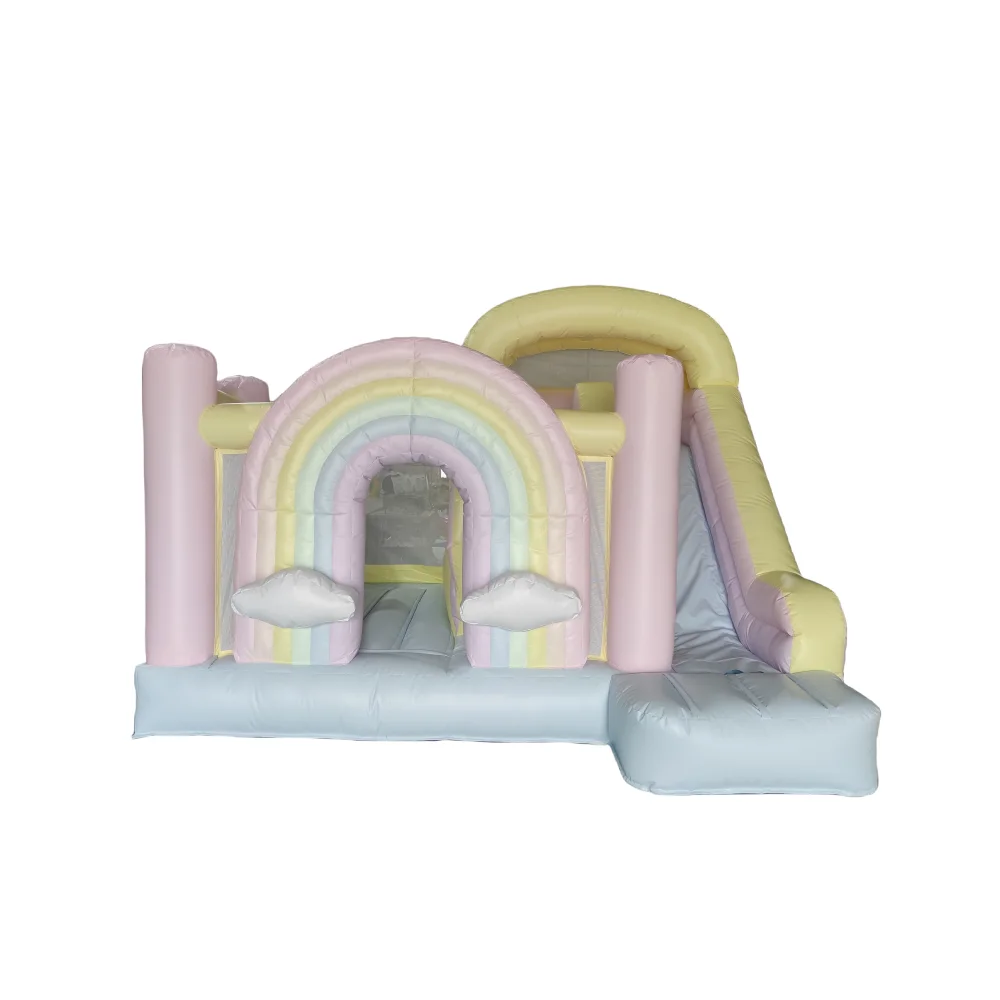 Commercial Outdoor Event Inflatable Rainbow Bounce House With Slide ...