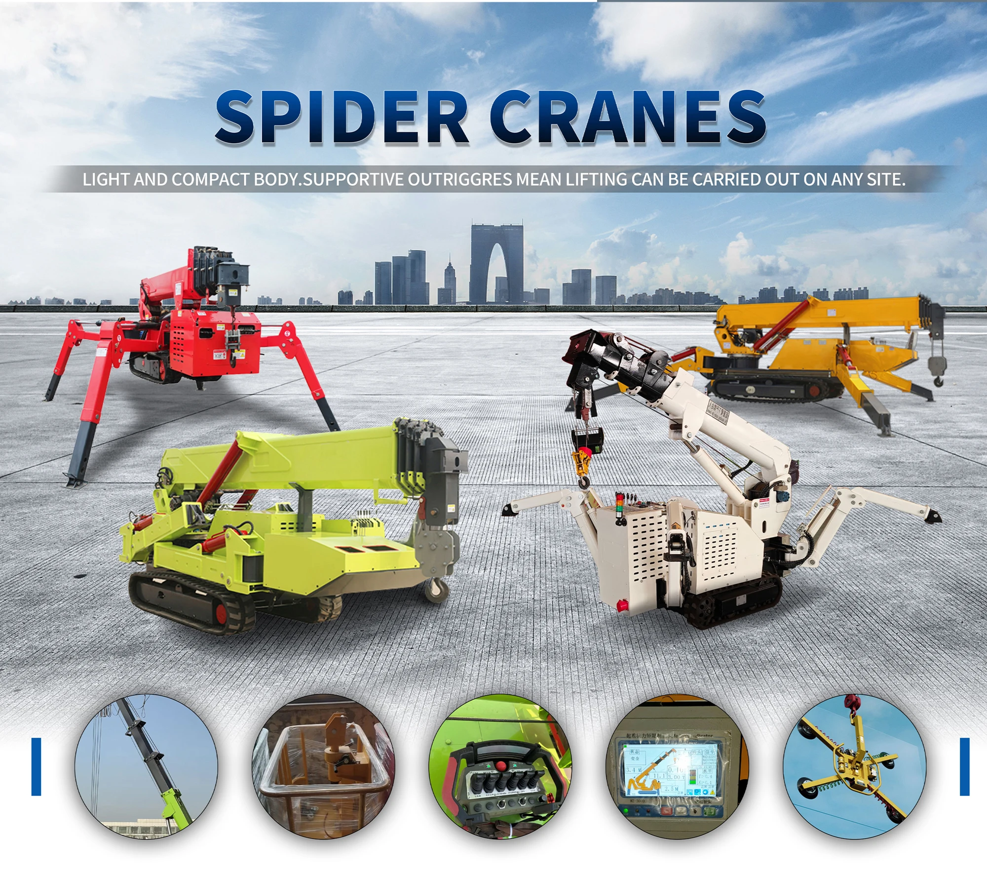 Epa Mobile Spider Crane Fly Jib 5 Ton 8 Ton 12 Ton Remote Control ...