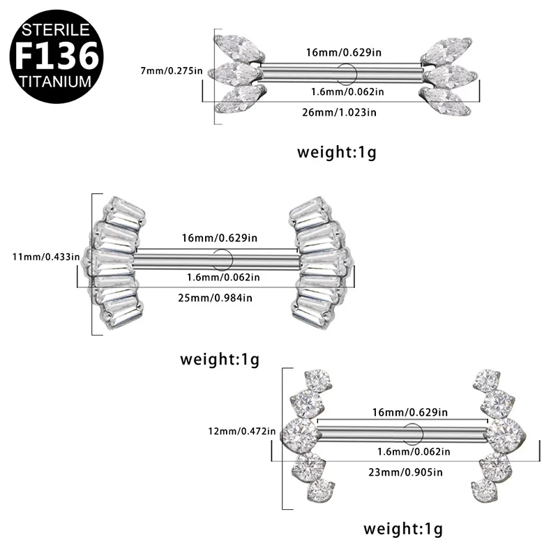 Alibaba.com: Gaby ASTM F136 Titanium Breast Piercing with Zirconia ...