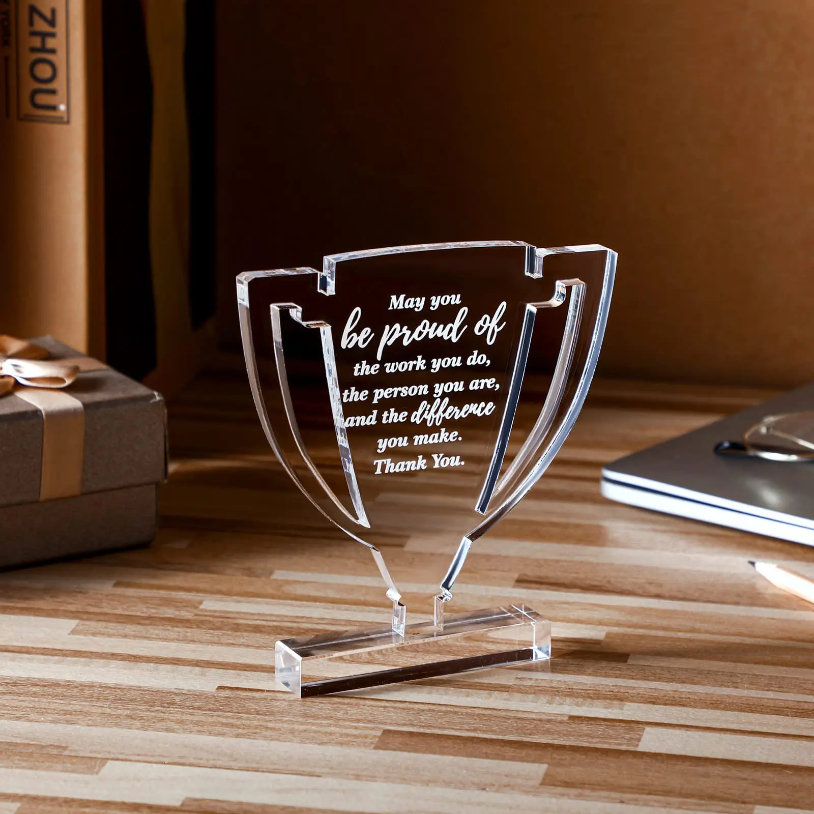 Custom Transparent Clear Glass Acrylic Crystal Shield Award Trophy ...