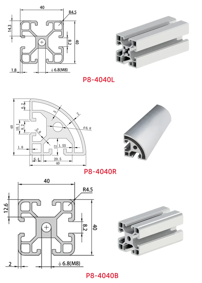 European Standard Custom Aluminum Profile Anodized 40x80 4080 C Beam ...