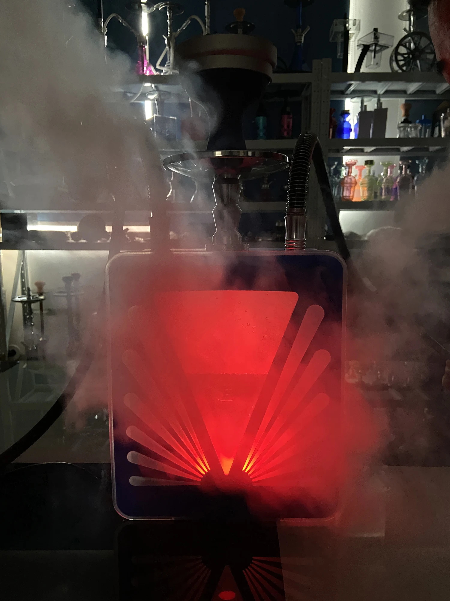 2023 Square New Shisha Hookah Set Led Chicha 2 Hose Hookah Shisha ...