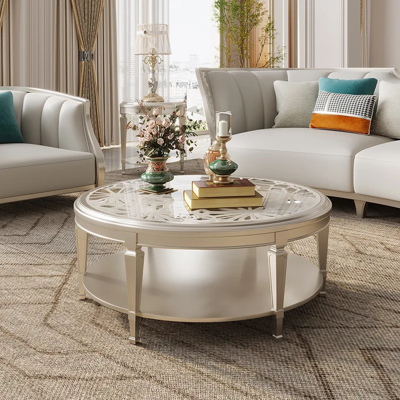 Light Luxury Round Coffee Table American Round Modern Minimalist ...