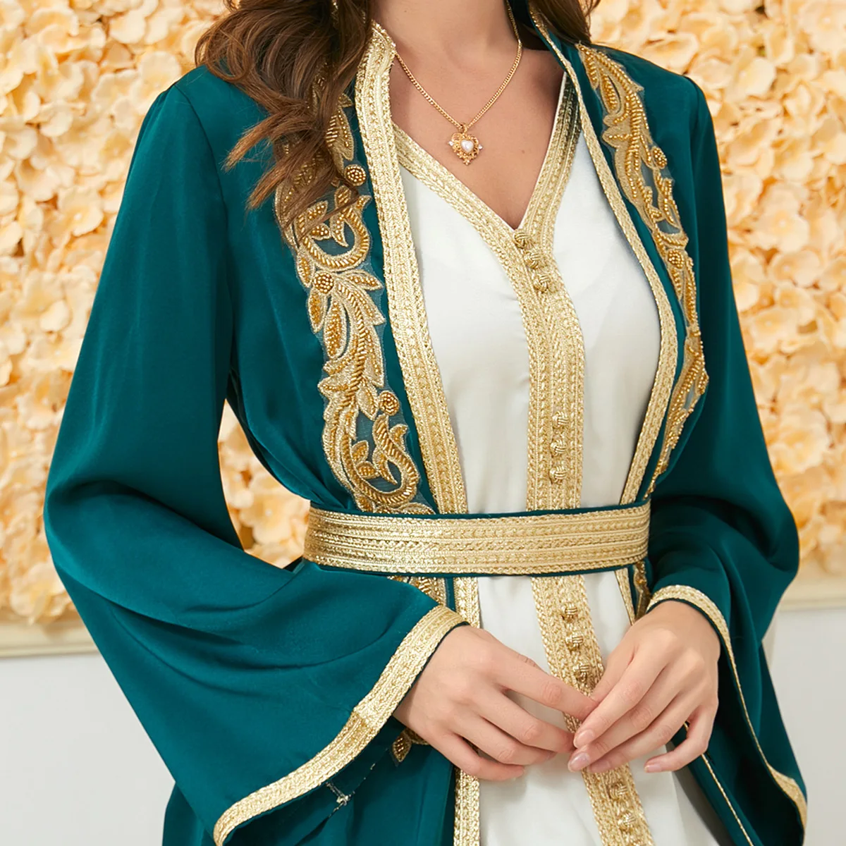 Alibaba.com: Morocco Party Dress Abaya Women 2 Piece Set with Belt ...