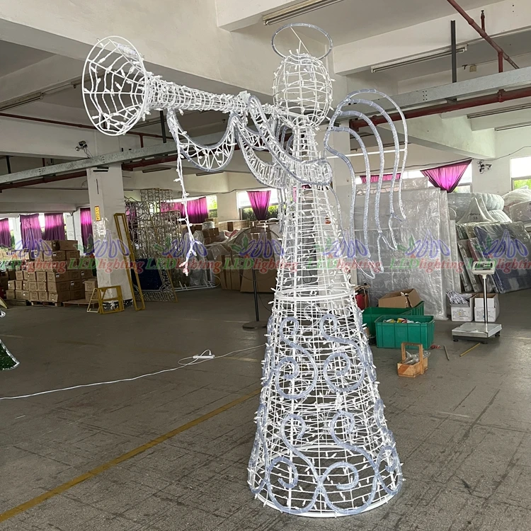 Outdoor 3d Led Angel Lighting Modeling Sculpture Lighted Merry ...