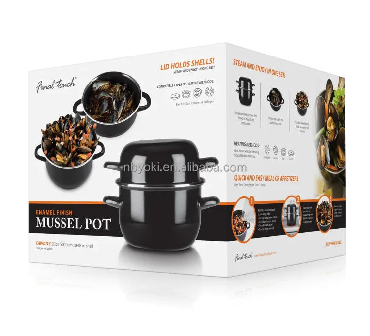 Mini 14cm Enamel Serving Shell Pot - Eco-Friendly Mussel Pot