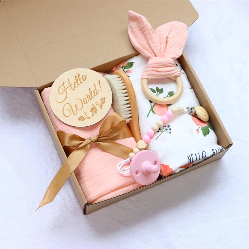 Newborn Box Custom Solid Color Printed Bath Towel Baby Muslin Swaddle ...