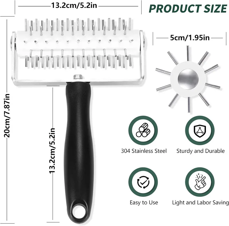 Stainless Steel Pizza Dough Docker Roller Pizza Pin Puncher Dough Hole ...