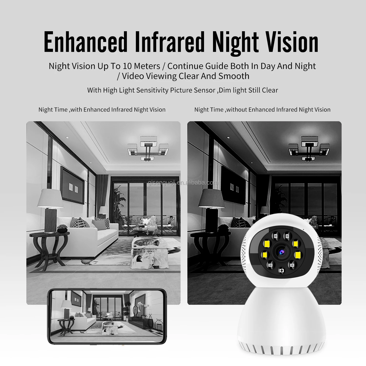 Smart Night Vision Home Security Ir Motion Detect Wifi Cctv Camera ...