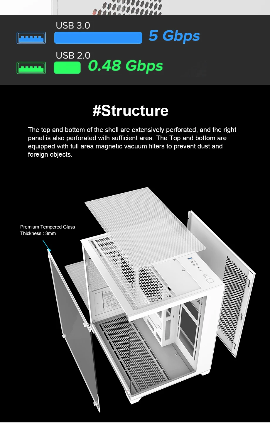 Factory Good Quality Gaming Accessories Pc Case 0.5mm Spcc Black ...