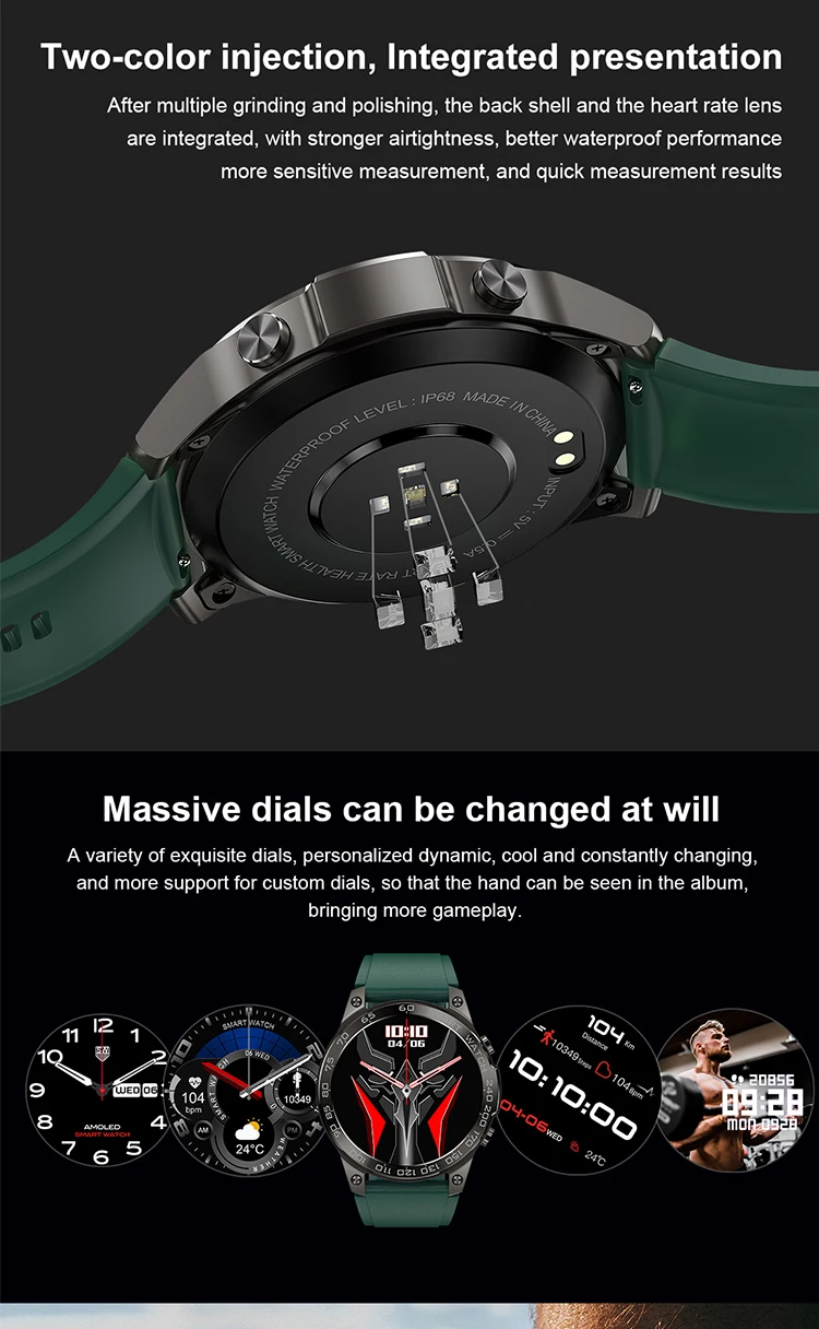 DM50 Smartwatch - AMOLED Display, IP68 Waterproof, Heart Rate Monitor