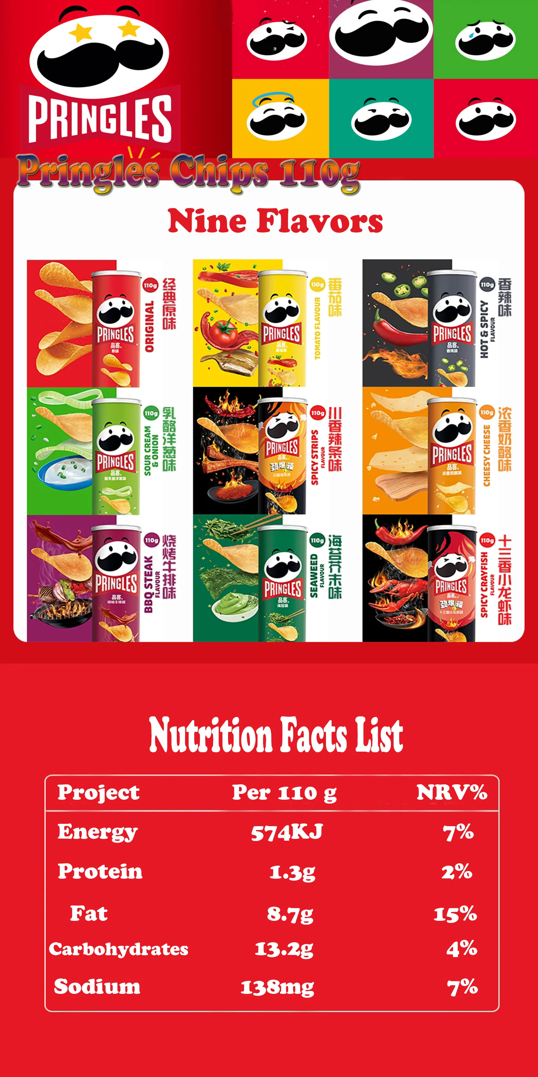 Pringle-s Chips 110g - Tasty Office Snacks from China