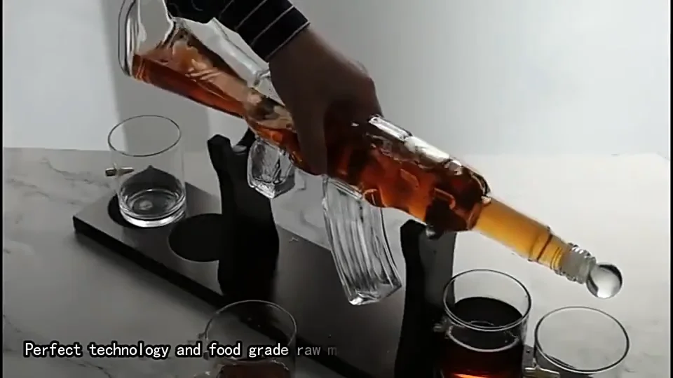 Handmade Glass Bottle Decanter Ak 47 Gun Shape Bottle Glass Whiskey ...