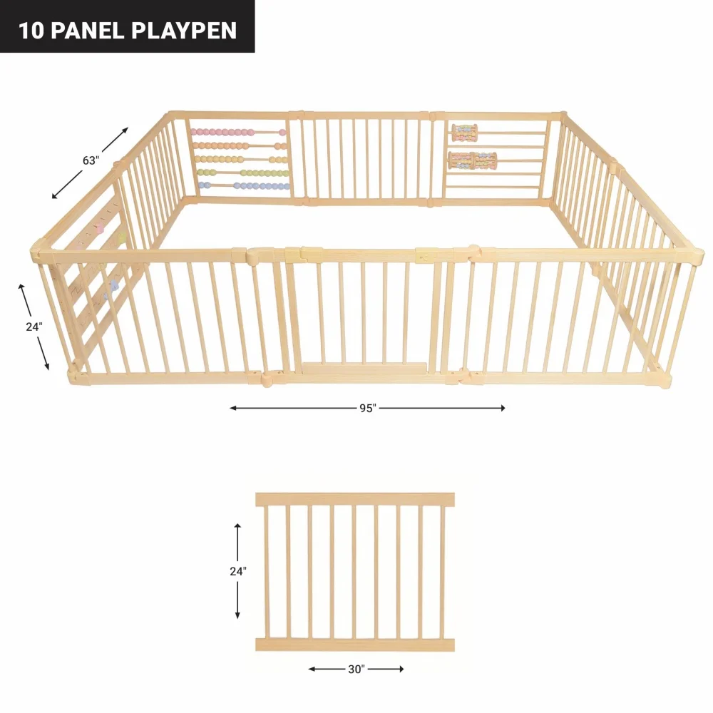 Wooden Baby Playpen with Expandable Baby Play Fence for Toddlers ...