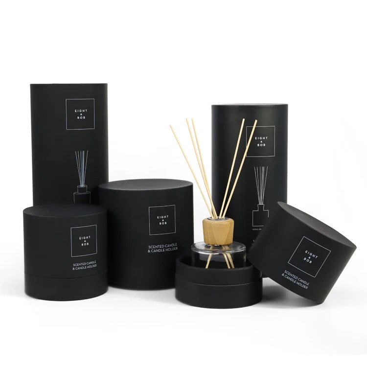 Luxury Black Cardboard Aroma Home Fragrance Reed Diffuser Glass Bottle ...