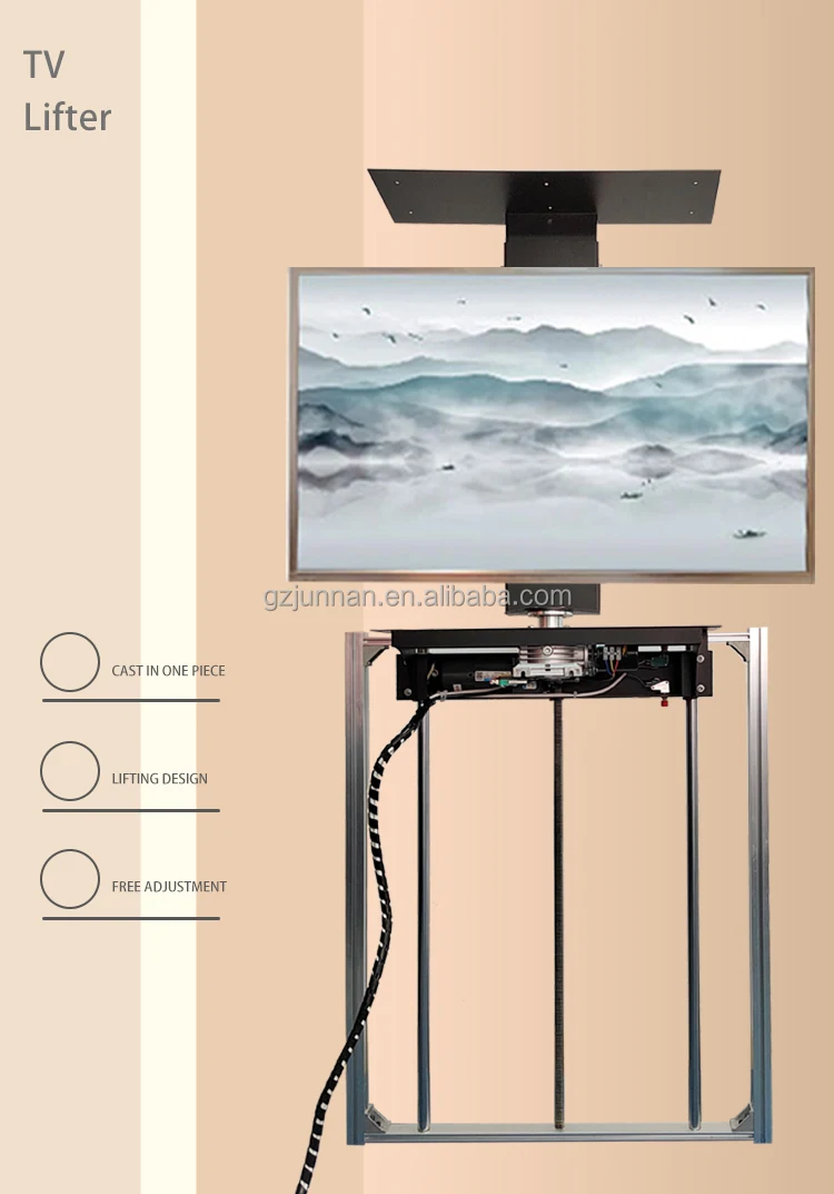 Motorized TV Lift Stand Swivel 360 Degree Remote Control