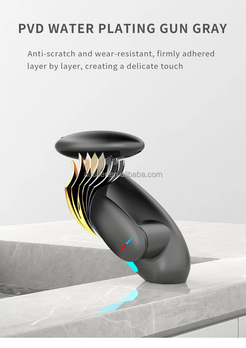 2025 Tik Tok LED Solid Gun Grey Waterfall Faucet - 3 Colors
