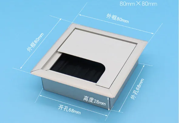 Aluminium Alloy Office Desk Wire Grommet Box Square Metal Desk Cable ...