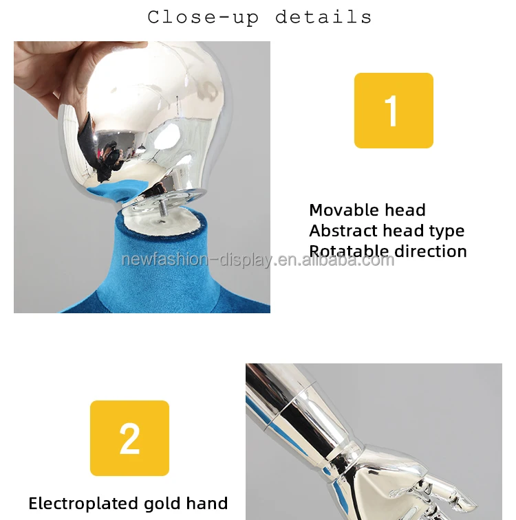 Gold Silver Plated Half Body Mannequin - Velvet Torso