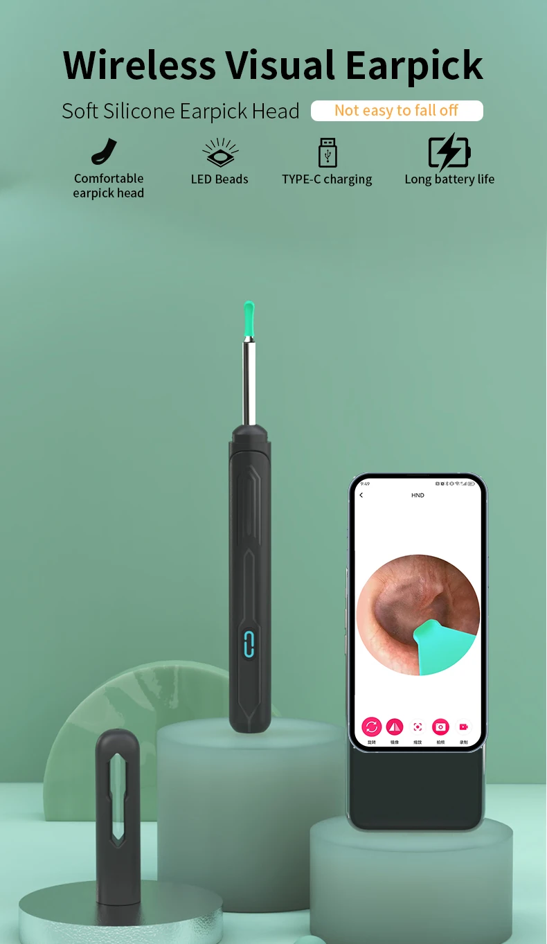 NK3 Wireless Visual Ear Wax Removal Tool with 1080P Camera - Smart Ear ...