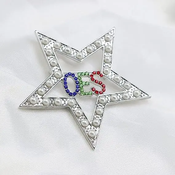 Greek Letter Enamel Pearl Order Eastern Star Oes Brooches For College ...