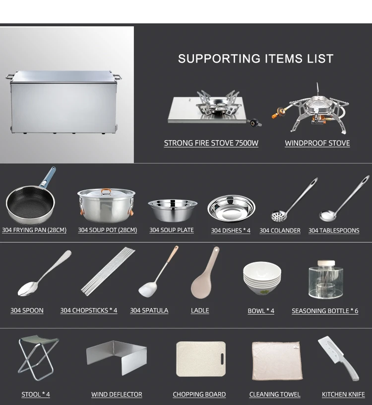 Portable Foldable Camping Kitchen Box for RV Travel Durable Stainless ...