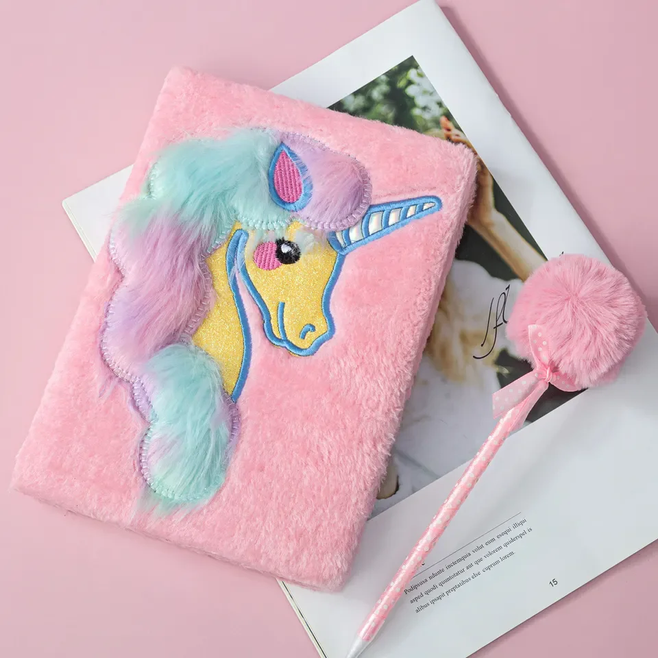 Custom Plush Unicorn Diary Notebook For Girls - A5 80 Sheets, Oem/odm