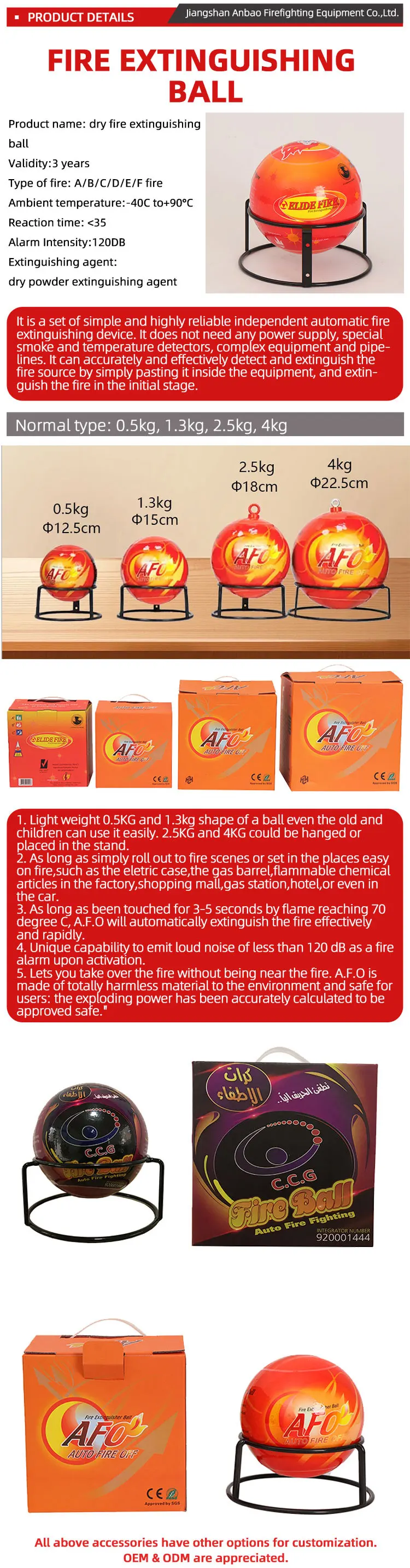 Customize Fireball Powder Fire Extinguisher Ball with Dry Powder ...