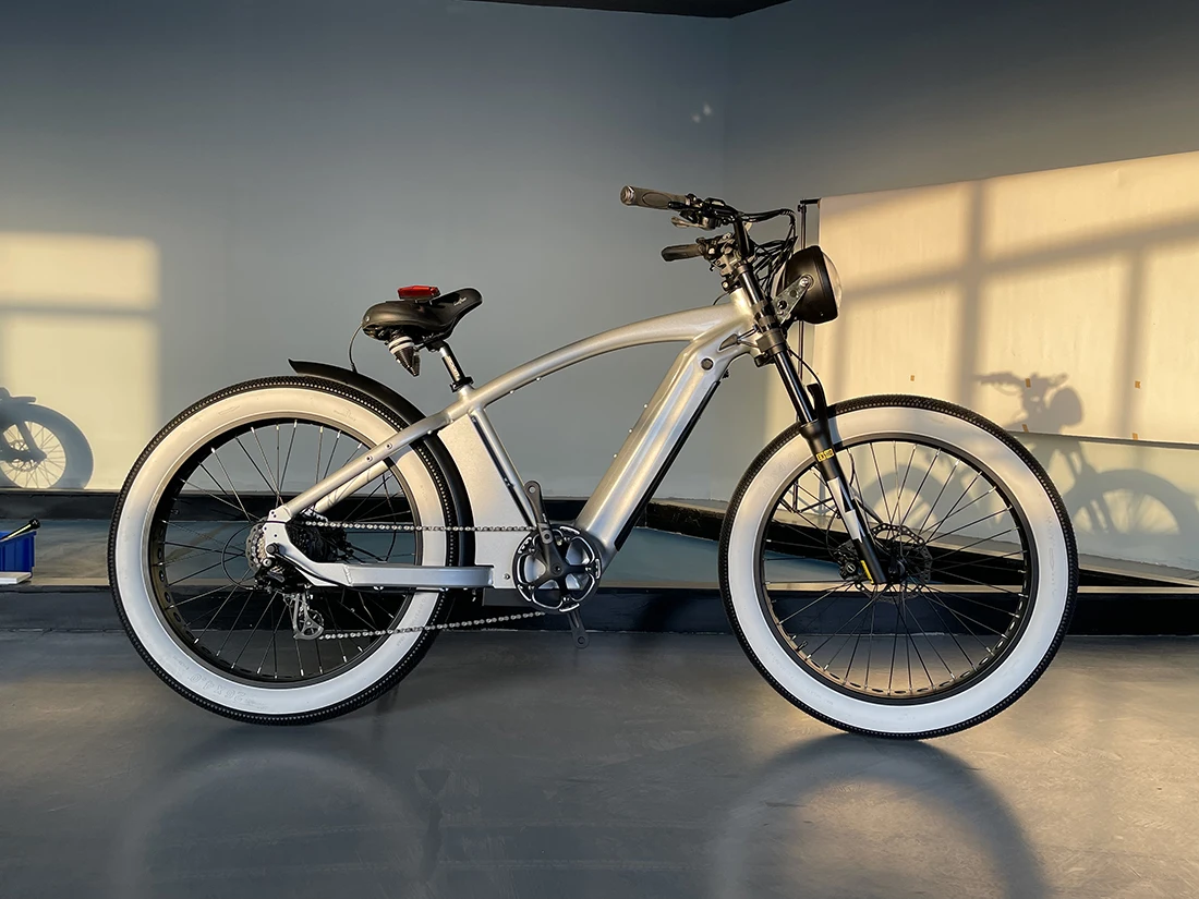 2024 Retro 7 Speed 26" Fat Tire Chopper Electric City Bicycle 1500w 48v ...