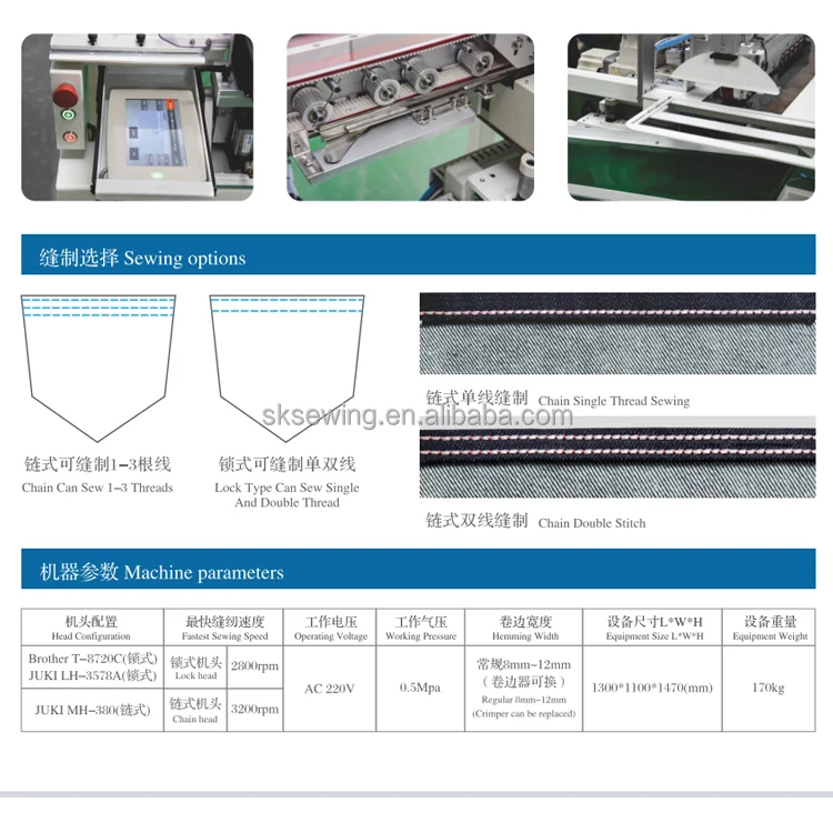 Double Needle Automatic Back Pocket Folding Hemming Sewing Machine for ...
