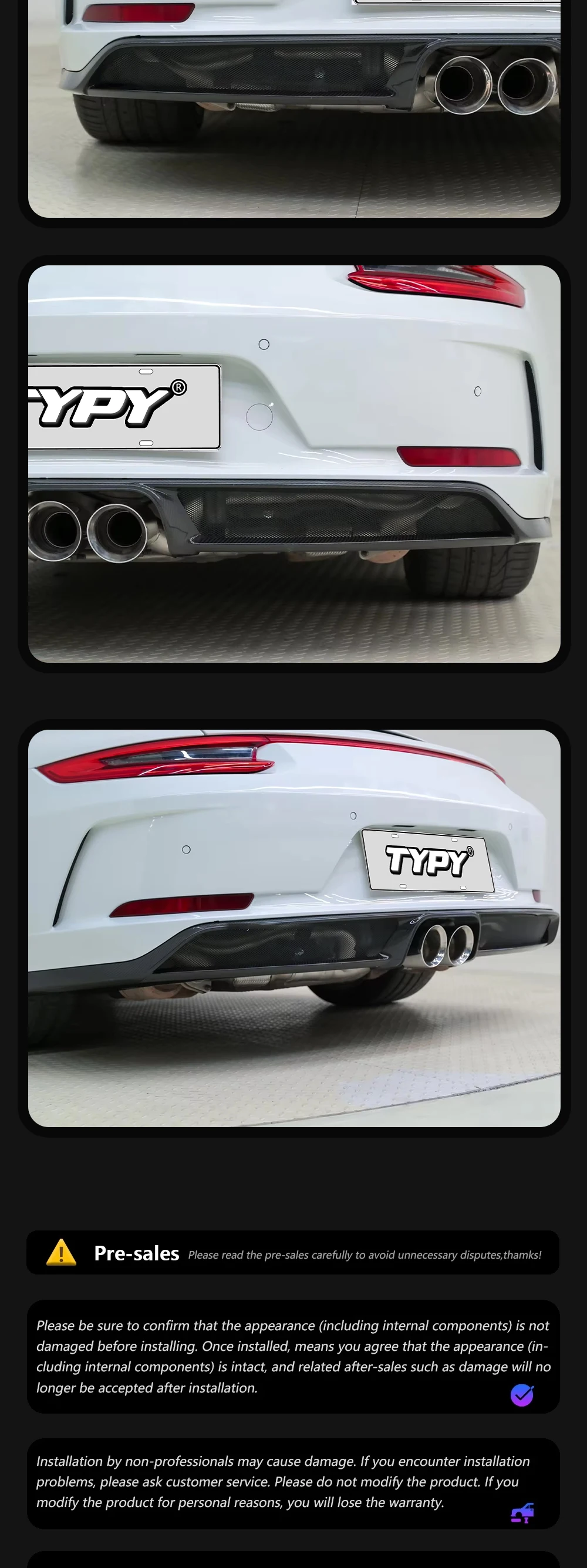 TYPY Modified Rear Bumper for Porsche 991 - Upgrade to GT3