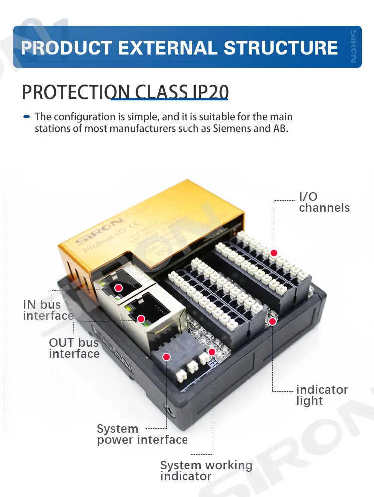 SiRON T Series Digital Analog Inputs and Outputs 8/16/32 Channels Profinet Bus Couple Bus Io ...