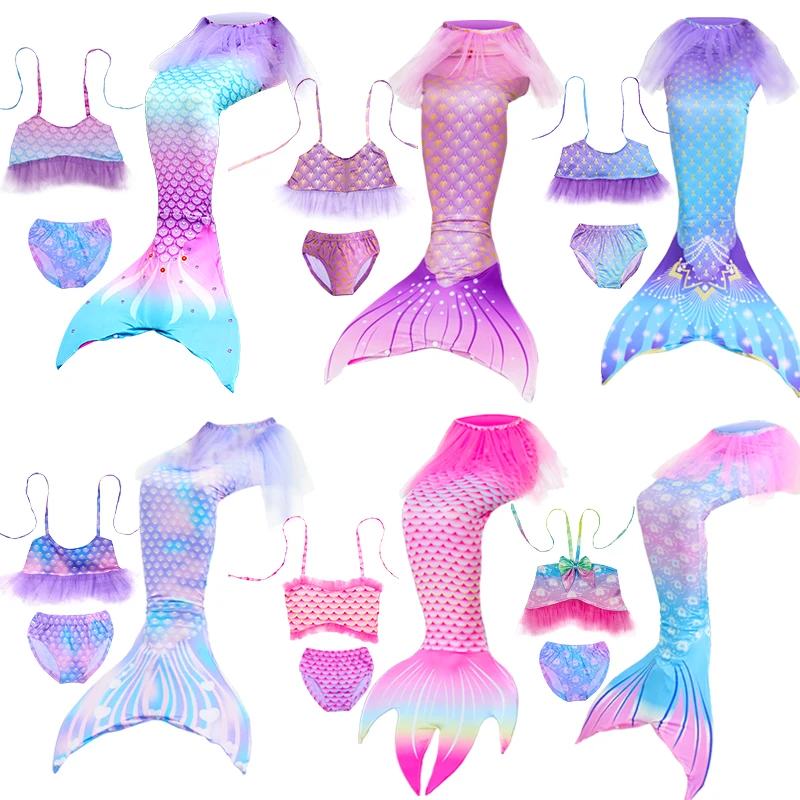 Kids Girls Mermaid Tail Swimming Princess Cosplay Costume Halloween ...