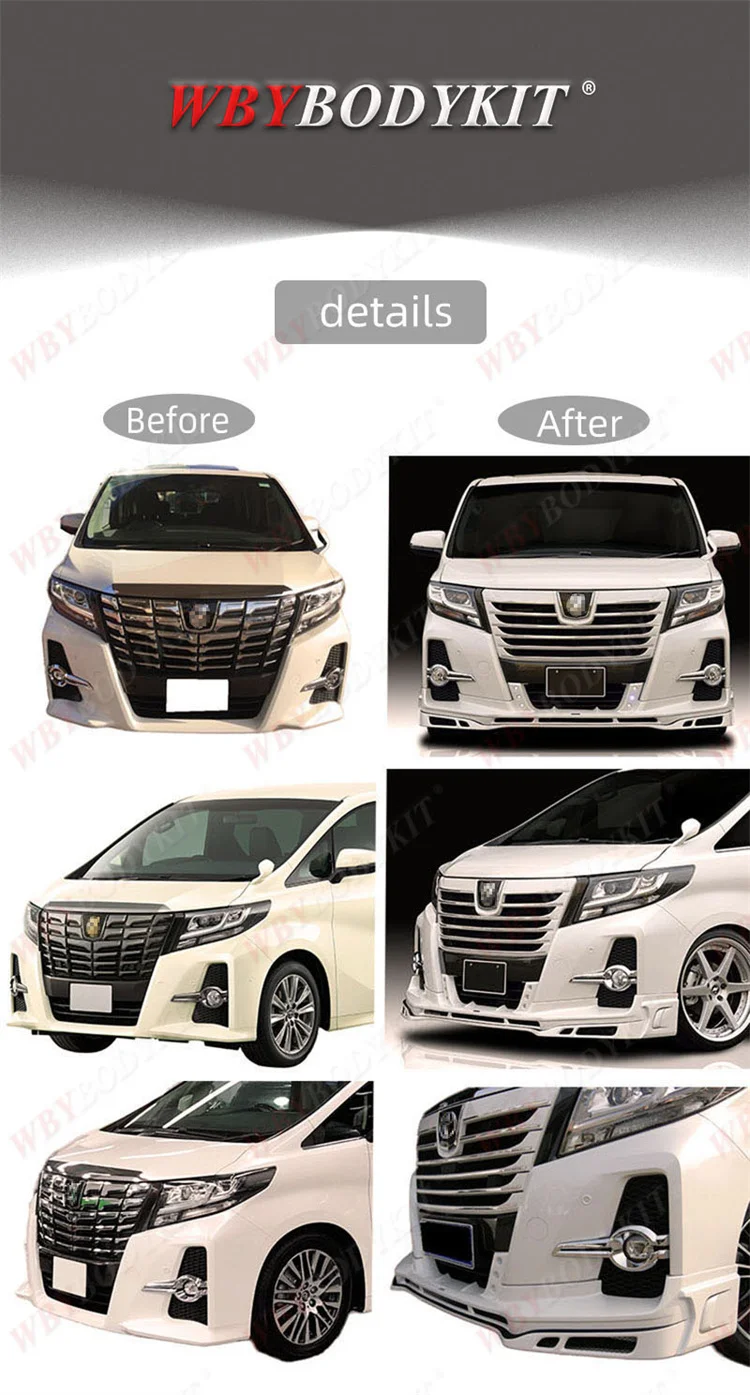 For Toyota Alphard Upgrade Body Kits Bumpers Front Rear Spoiler Side ...
