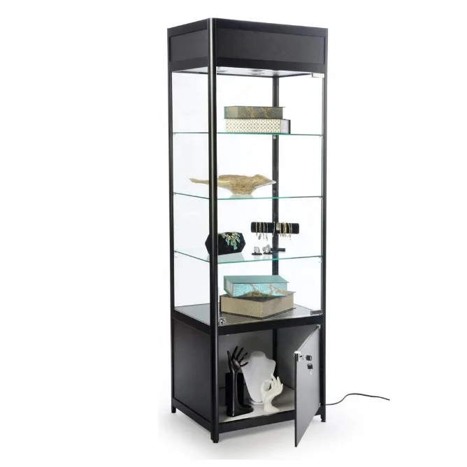 Floor Standing Tower Display Showcase Wooden Tall Display Cabinet 3 ...