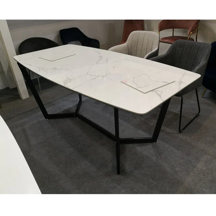 Unique Shape Dining Table Scandinavian Marble Top Dining Table Set ...