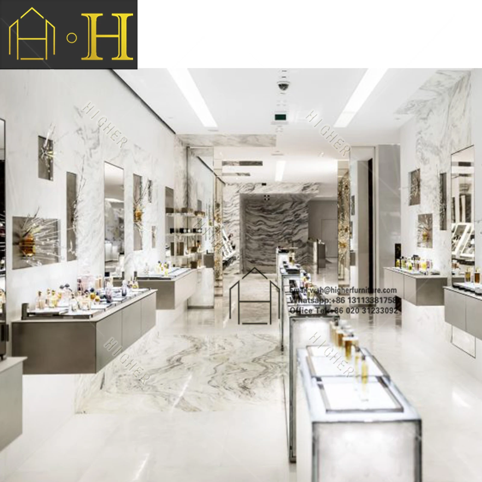 Functional Cosmetic Display Cabinet With Shelves Used In Skincare Shop ...