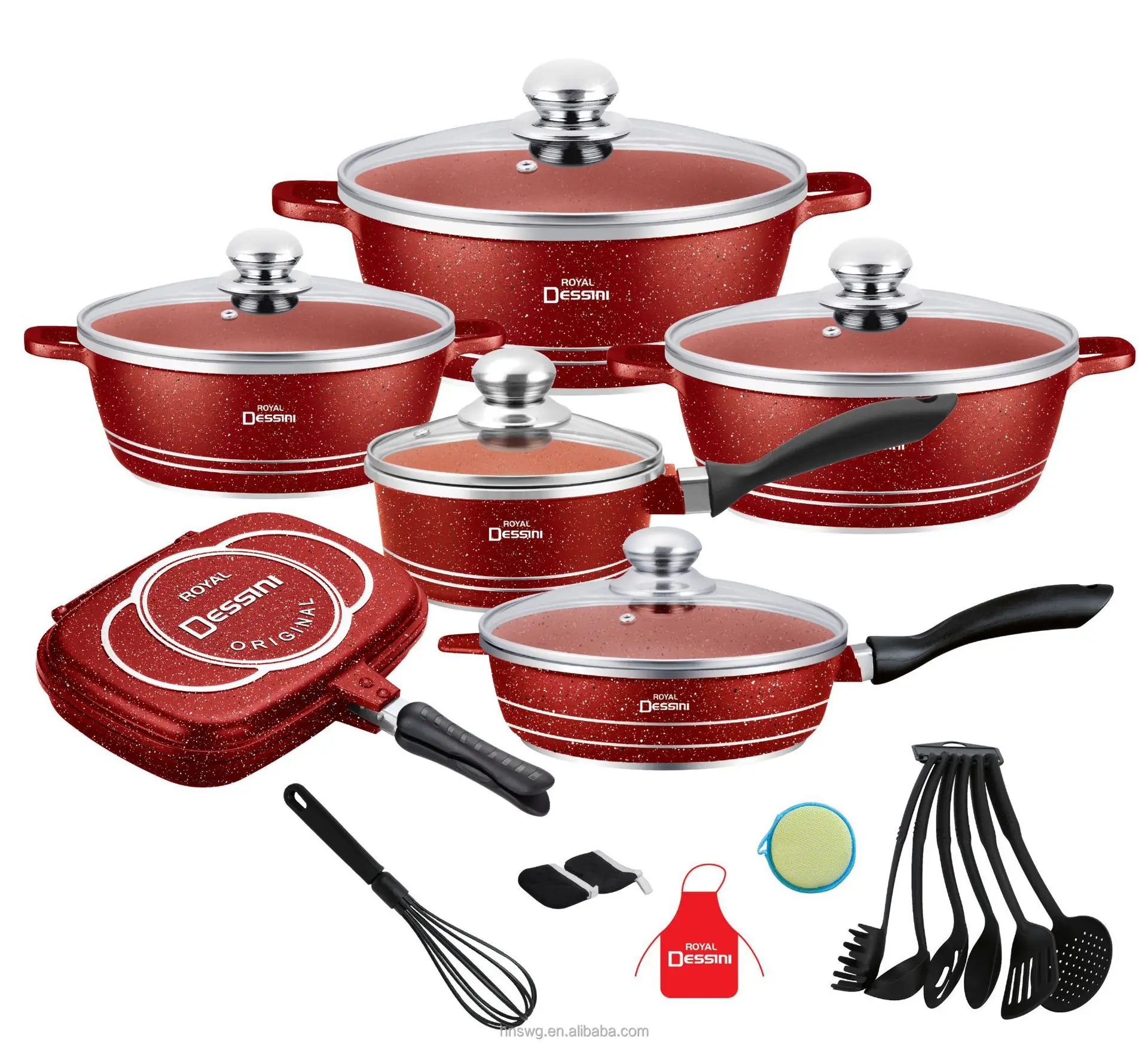 2021 Dessini New Cast Aluminum Nonstick Kitchen Pots and Pans Marble ...