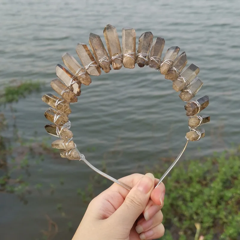 Women Quartz Headpiece Moon Goddess Headwear Raw Crystal Tiara Headband - Buy Crystal Headband ...