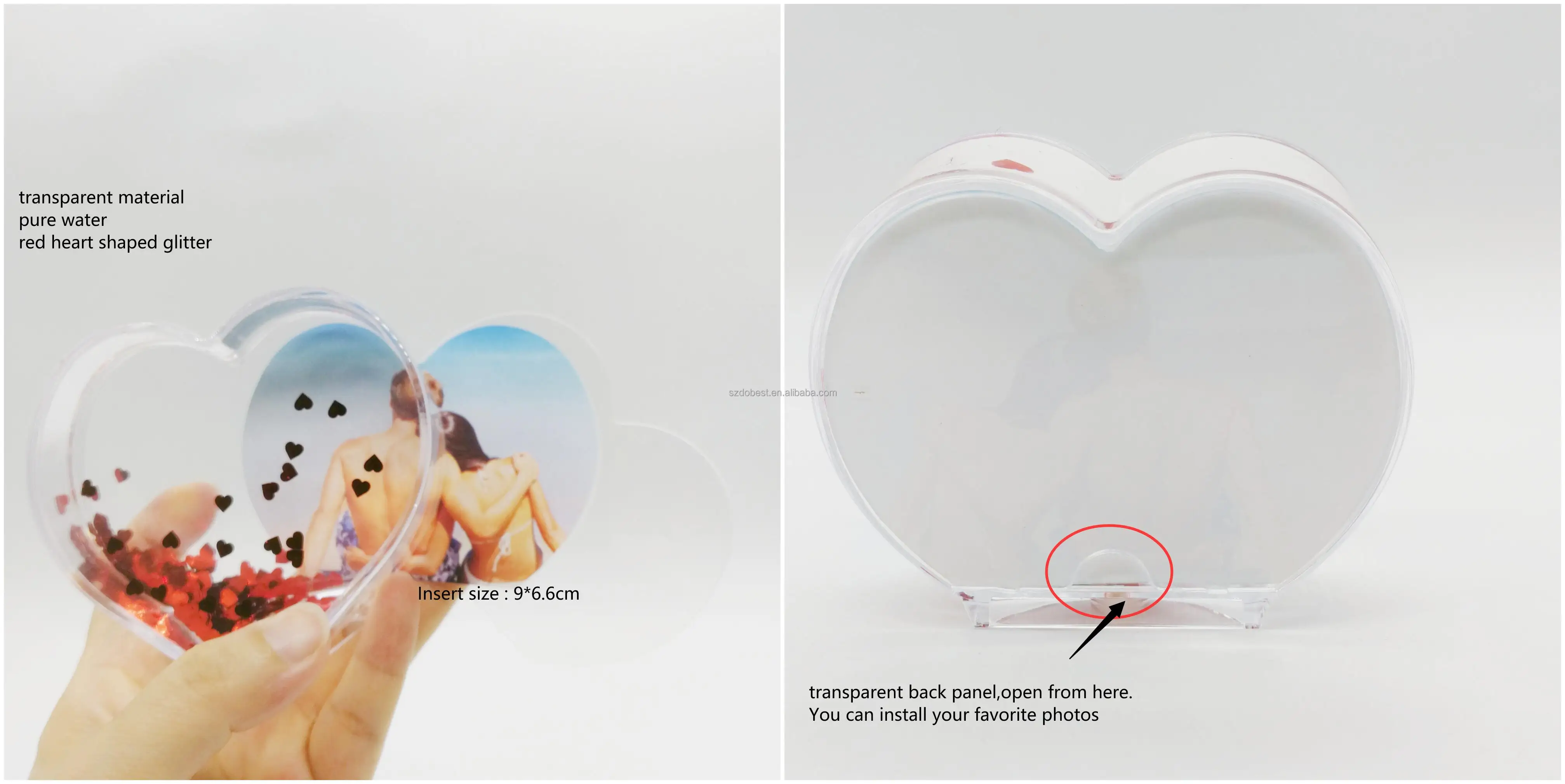 Heart Picture Frames - Mini Floating Glitter Photo Frames